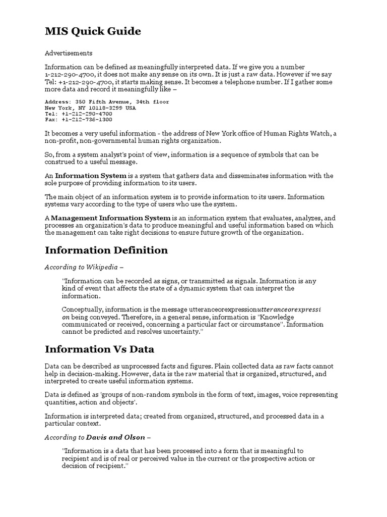 MIS Guide | PDF | Information | Data Analysis