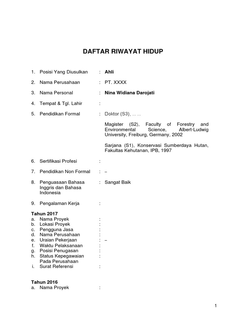 Contoh CV Ta Untuk Tender | PDF