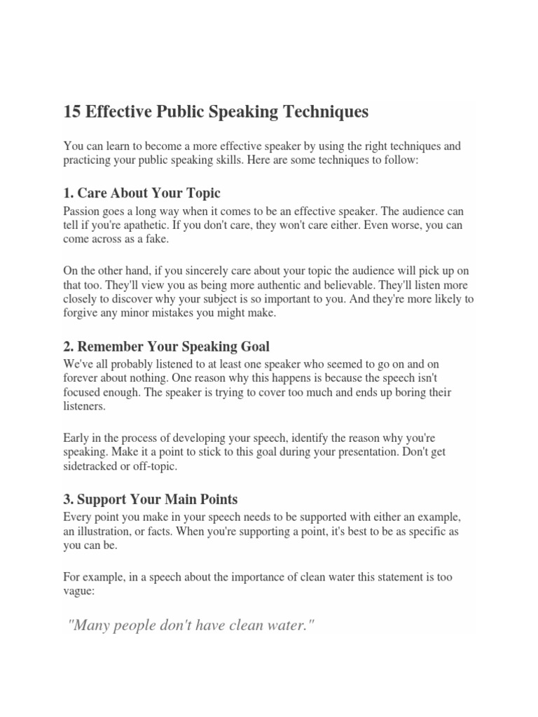 15 Effective Public Speaking Techniques | PDF | Public Speaking ...