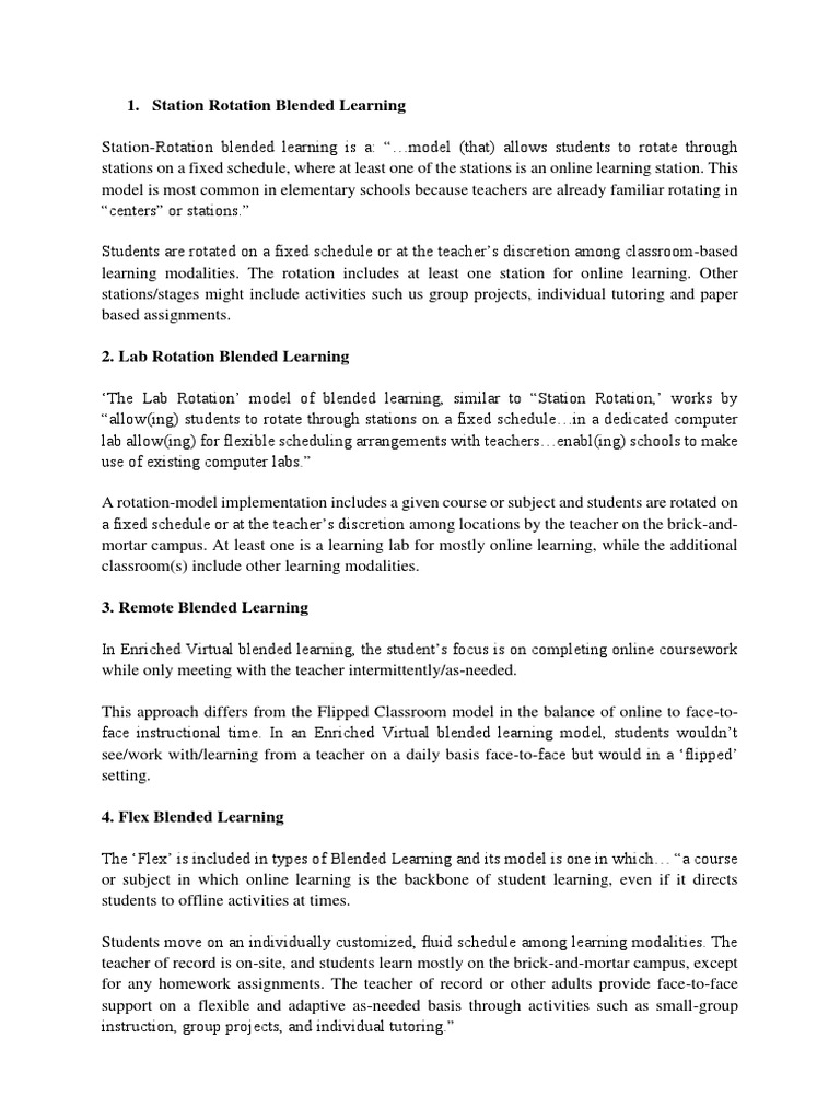 Station Rotation Blended Learning | PDF | Project Based Learning ...