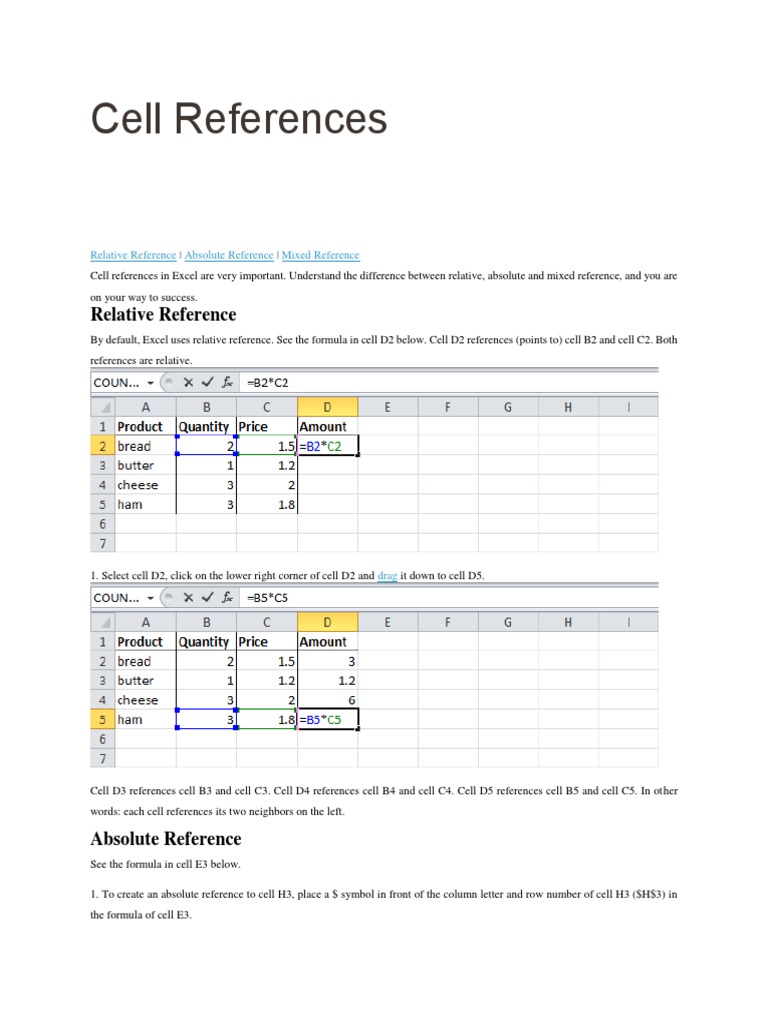 Cell References: Relative Reference | PDF
