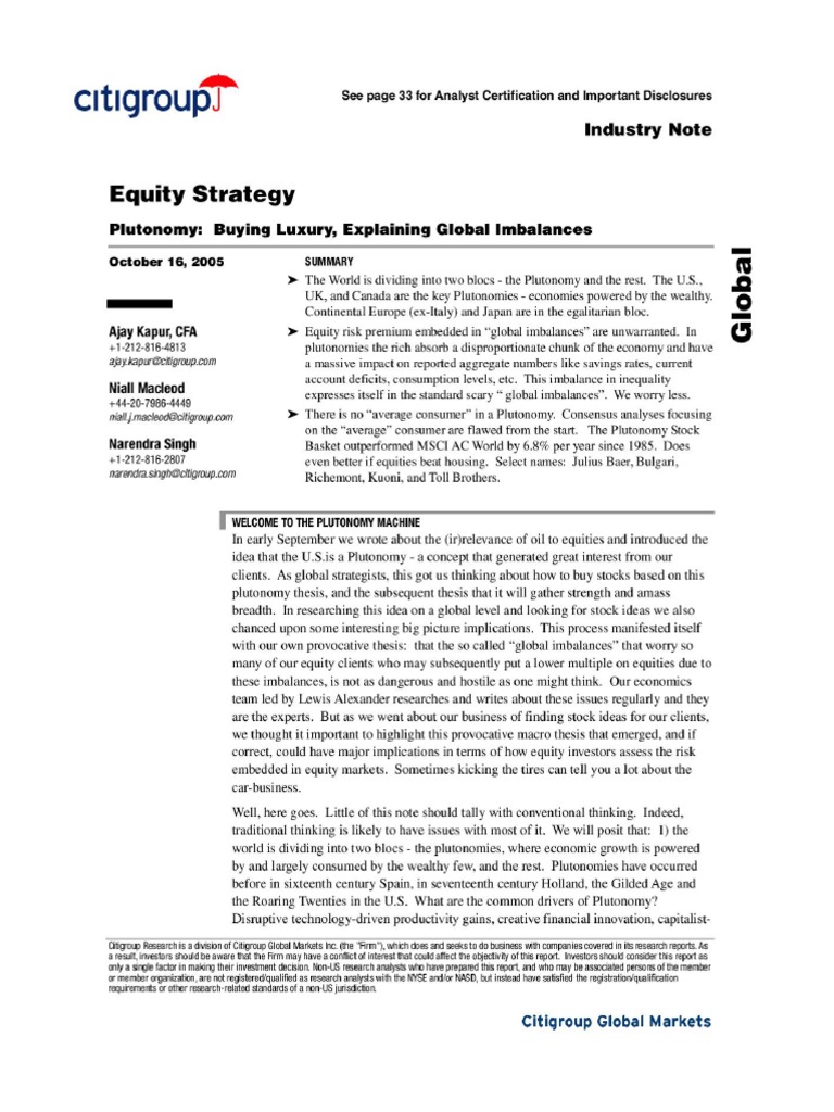 Plutonomy Memo by Citigroup | PDF