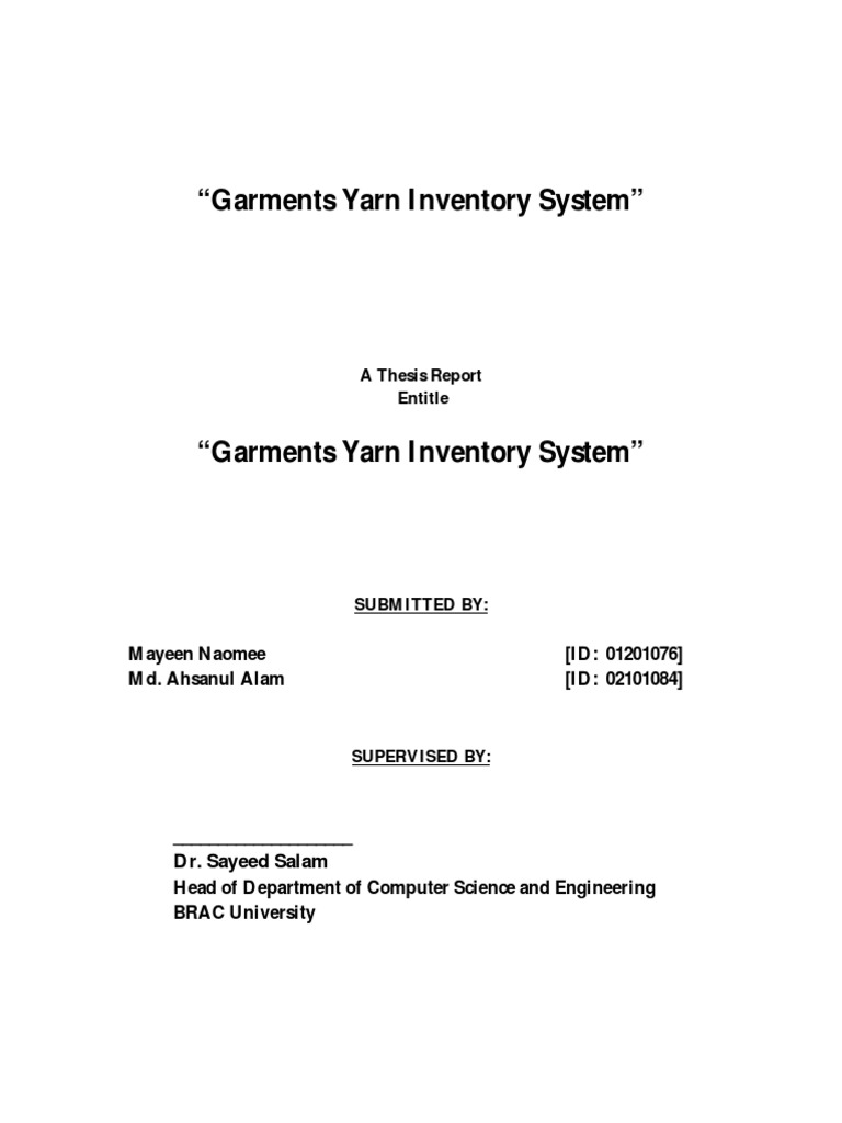 Germents Yarn Inventory System | PDF | Feasibility Study | Databases
