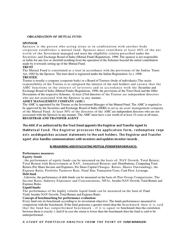 Mutual Fund Organization & Performance | PDF | Beta (Finance ...