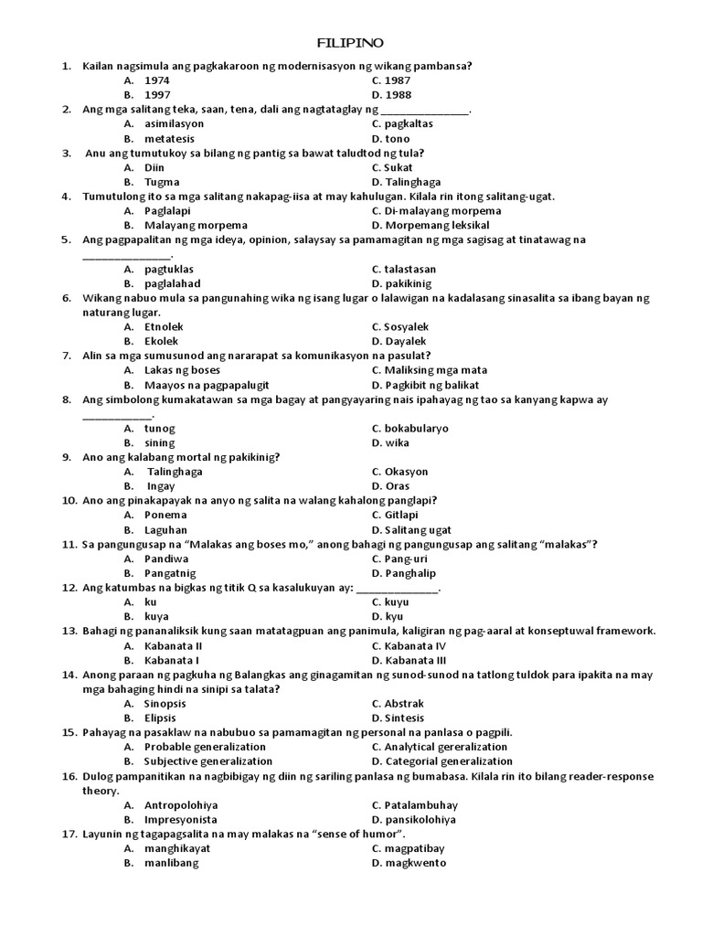 GE Filipino LET | PDF