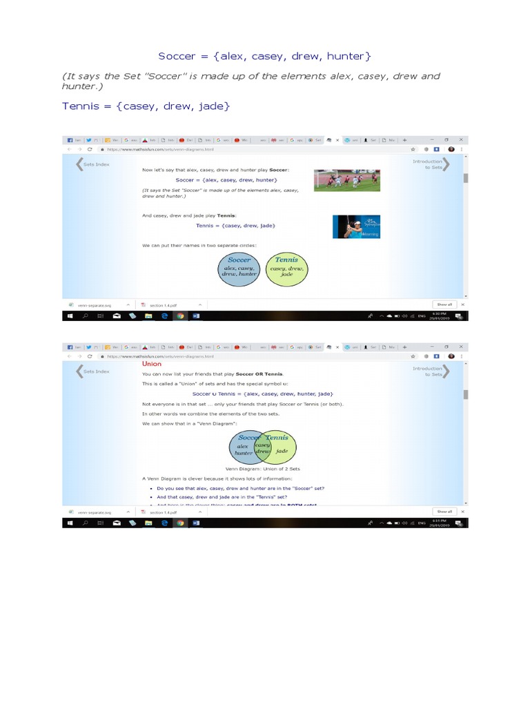 Union Intersection Examples | PDF
