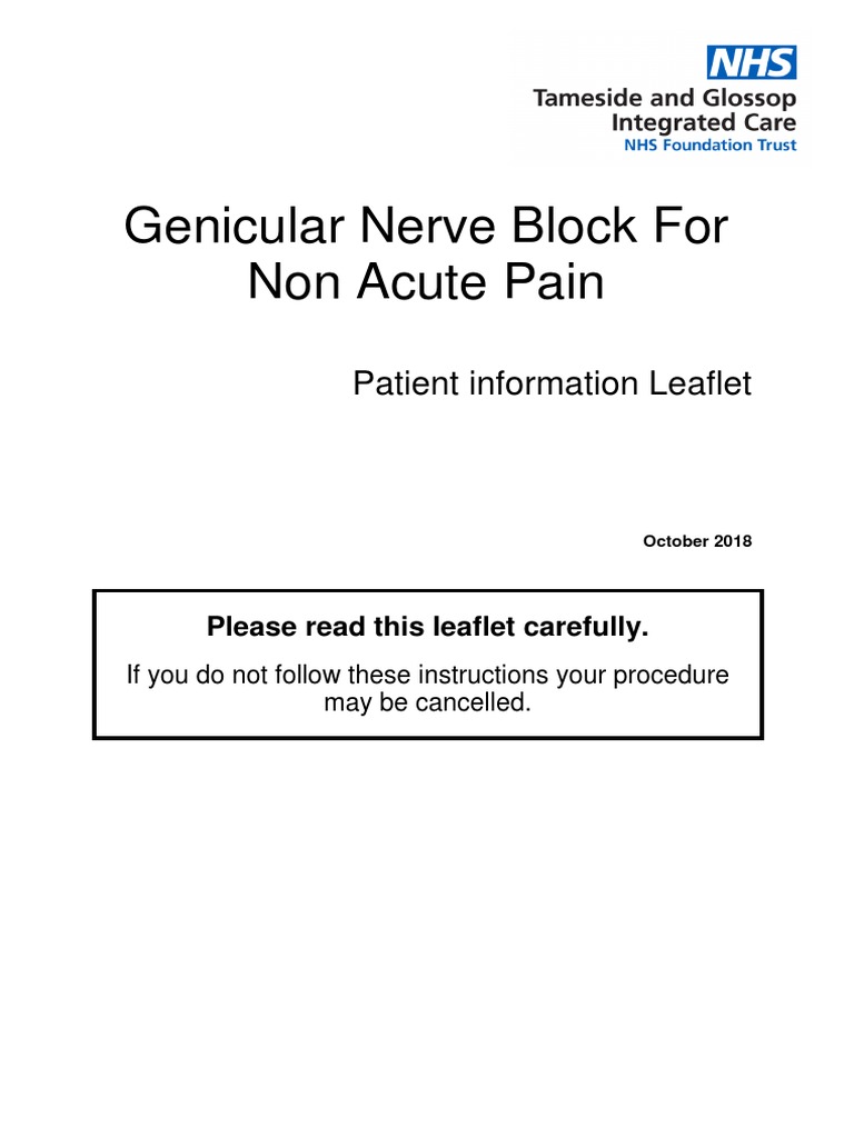 Genicular Nerve Block For Non Acute Pain: Patient Information Leaflet ...
