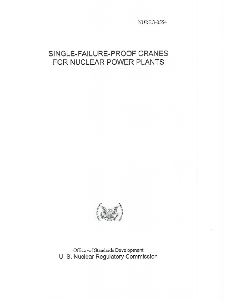 NUREG-0554 - Single-Failure-Proof Cranes For NPPs PDF | PDF