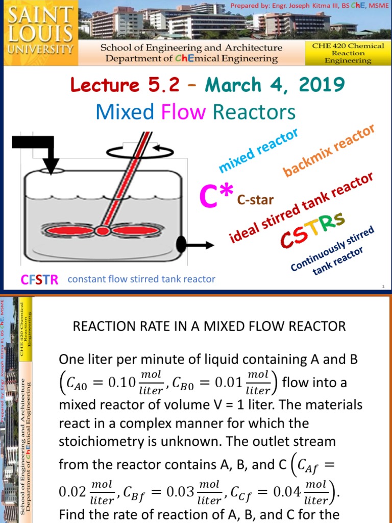 Kinetics of Mixed Flow Reactors | PDF | Chemical Reactor | Reaction Rate