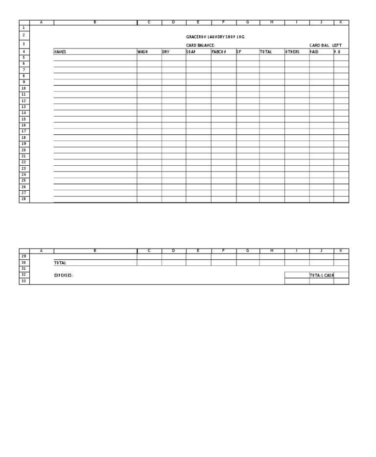 Graceron Laundry Shop Log Card Balance: Names Wash DRY Soap Fabcon SF ...