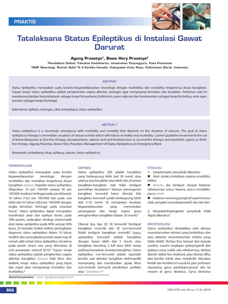 Status Epileptikus: Tatalaksana Praktis di Instalasi Gawat Darurat | PDF