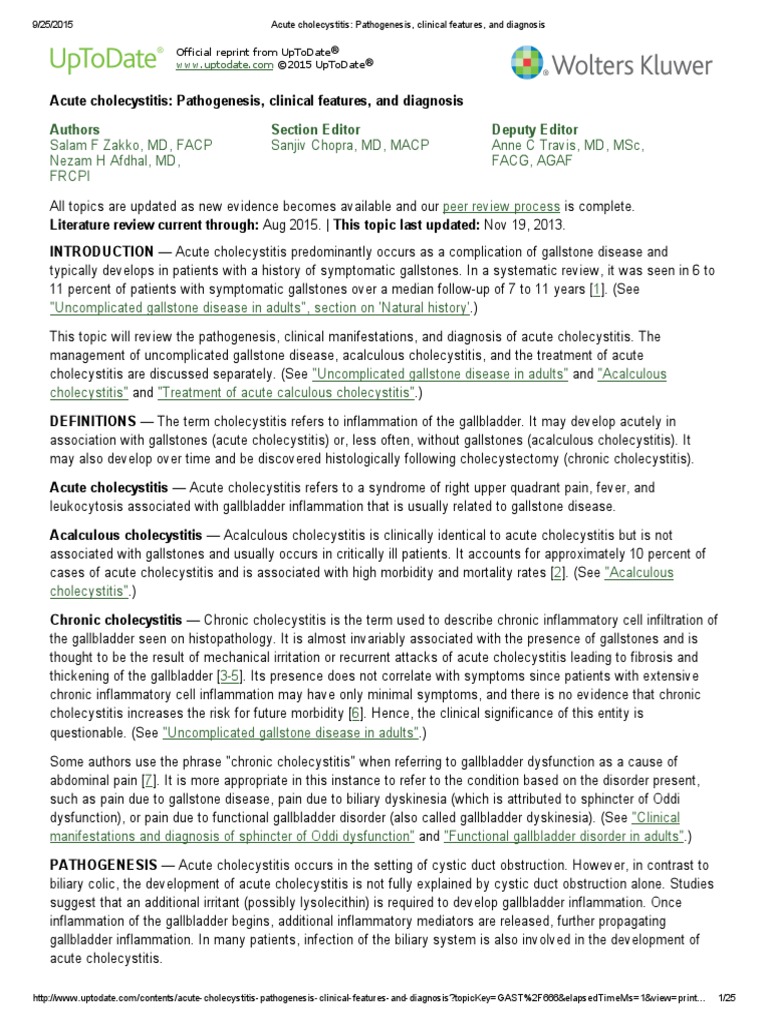 Acute Cholecystitis - Pathogenesis, Clinical Features, and Diagnosis ...