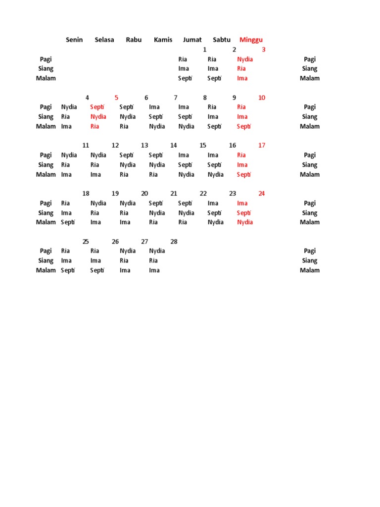 Draft JDWL Jaga Ranap Feb 2019 | PDF