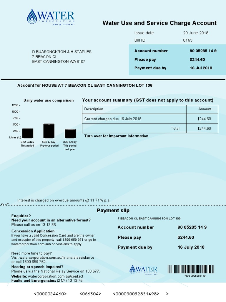 Water Use and Service Charge Account | PDF | Debit Card | Payments