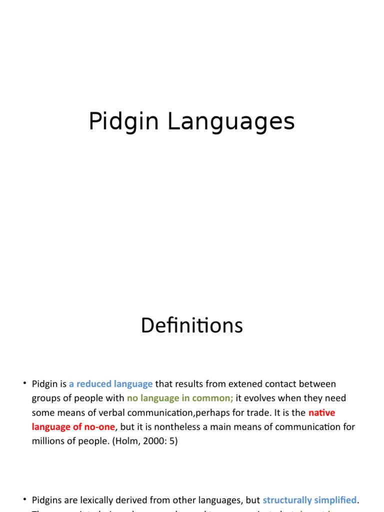 Pidgin Languages | PDF | Morphology (Linguistics) | Human Communication