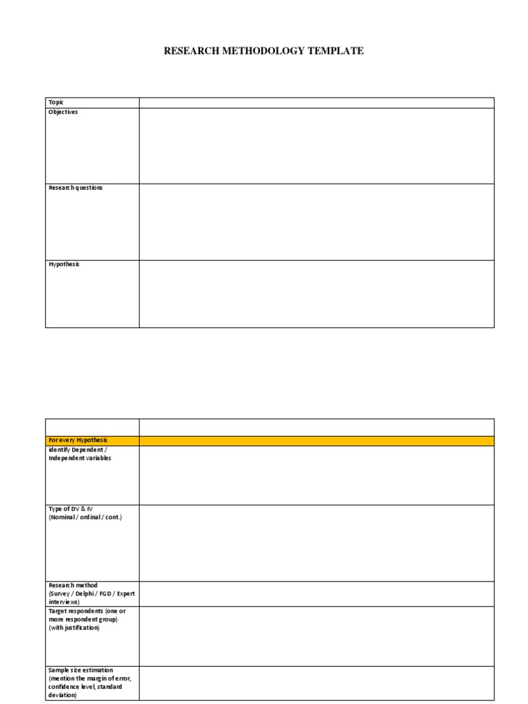Research Methodology Template: Topic Objectives | PDF | Survey ...