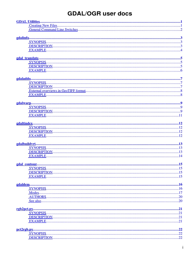 Gdal Ogr User Docs PDF | PDF | File Format | Metadata