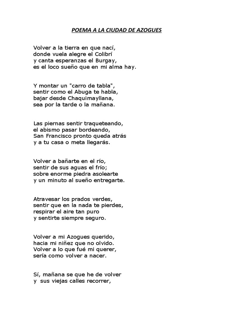 Poema A La Ciudad de Azogues | PDF
