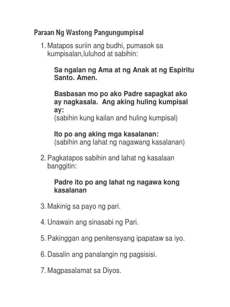 Confession Guide - Tagalog | PDF