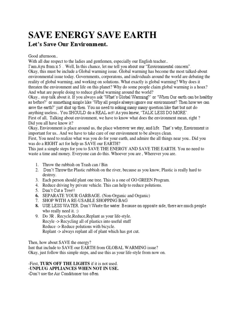 Save Energy, Save Earth Initiative | PDF | Recycling | Waste