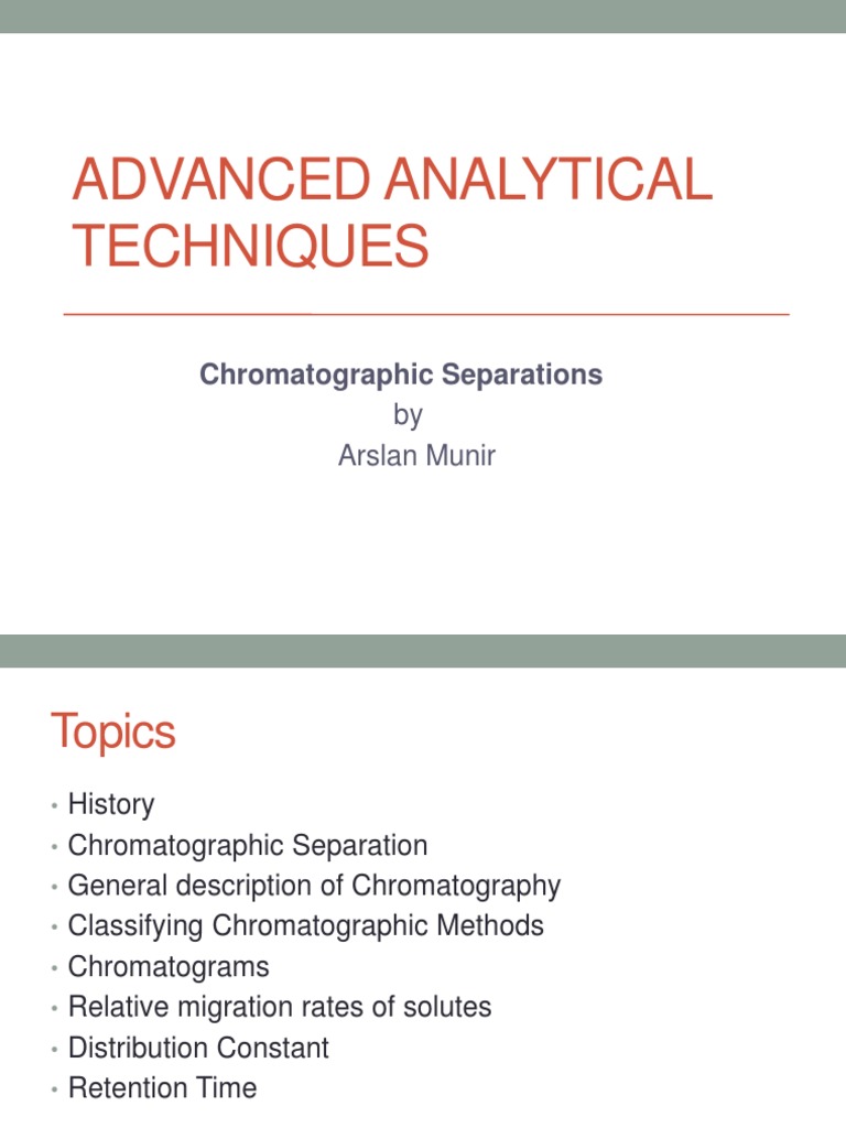 Advanced Analytical Techniques | PDF | Elution | Chromatography