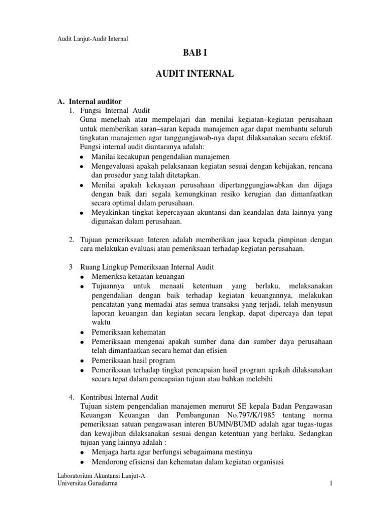 Bab I Audit Internal | PDF