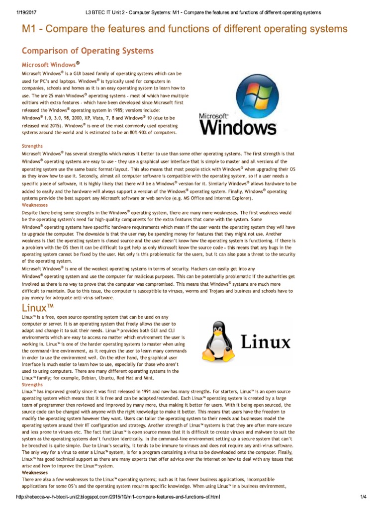 Feaures of Windows Operating Systems | PDF