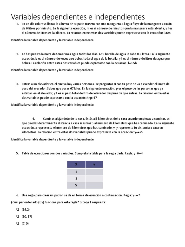 Variables Dependientes e Independientes | Línea (geometría) | Enseñanza ...