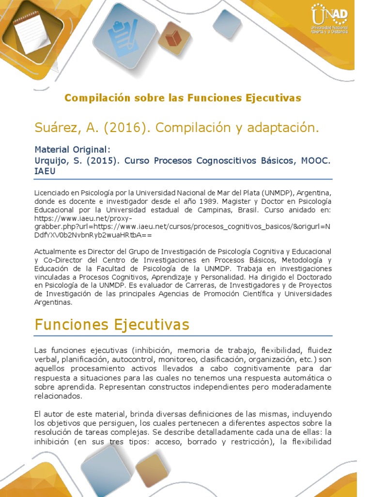 Funciones Ejecutivas PDF | PDF | Funciones ejecutivas | Memoria