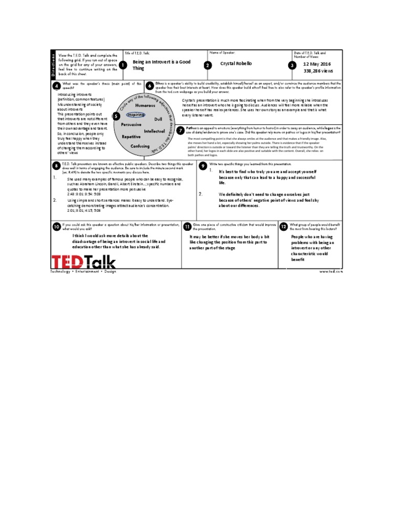 TED Talk | PDF | Extraversion And Introversion | Jokes