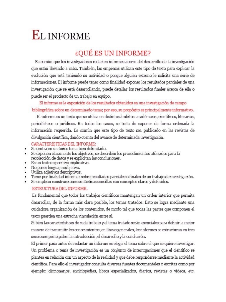 EL INFORME.docx | Bibliografía | Publicación | Prueba gratuita de 30 ...