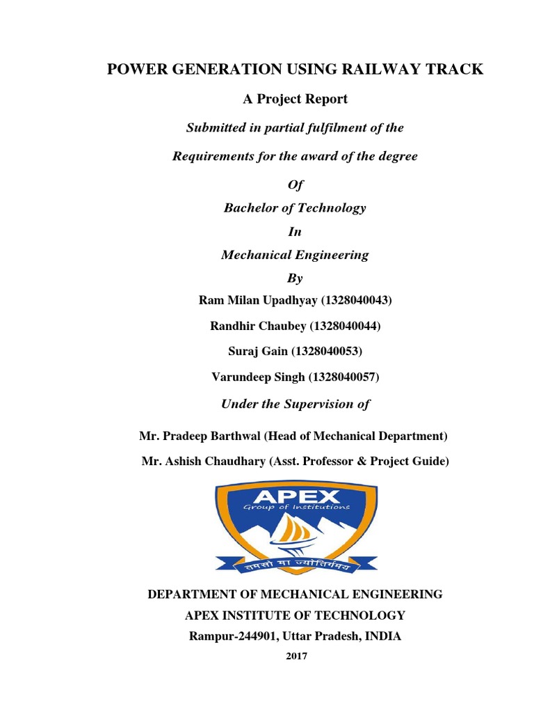 Power Generation from Railway Tracks | PDF | Rail Transport | Electric ...