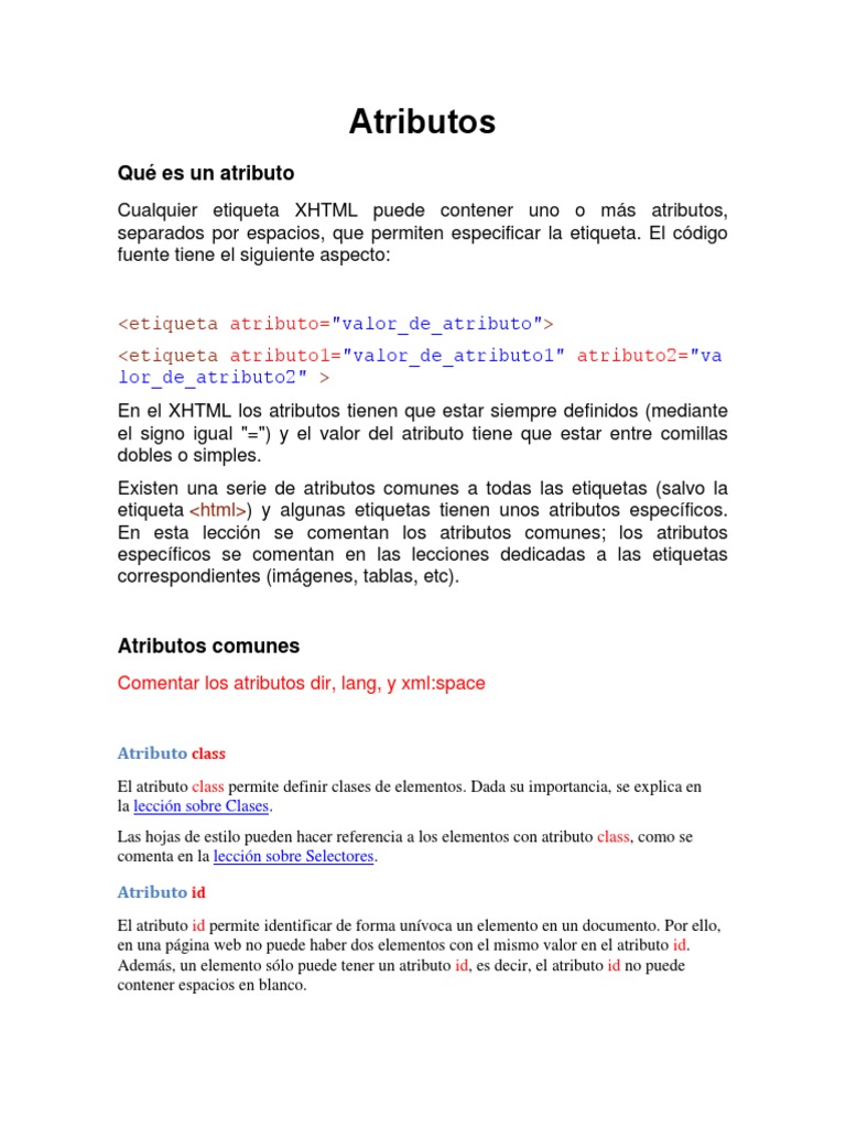 Definición y Uso de Atributos HTML | PDF | Point and Click | HTML