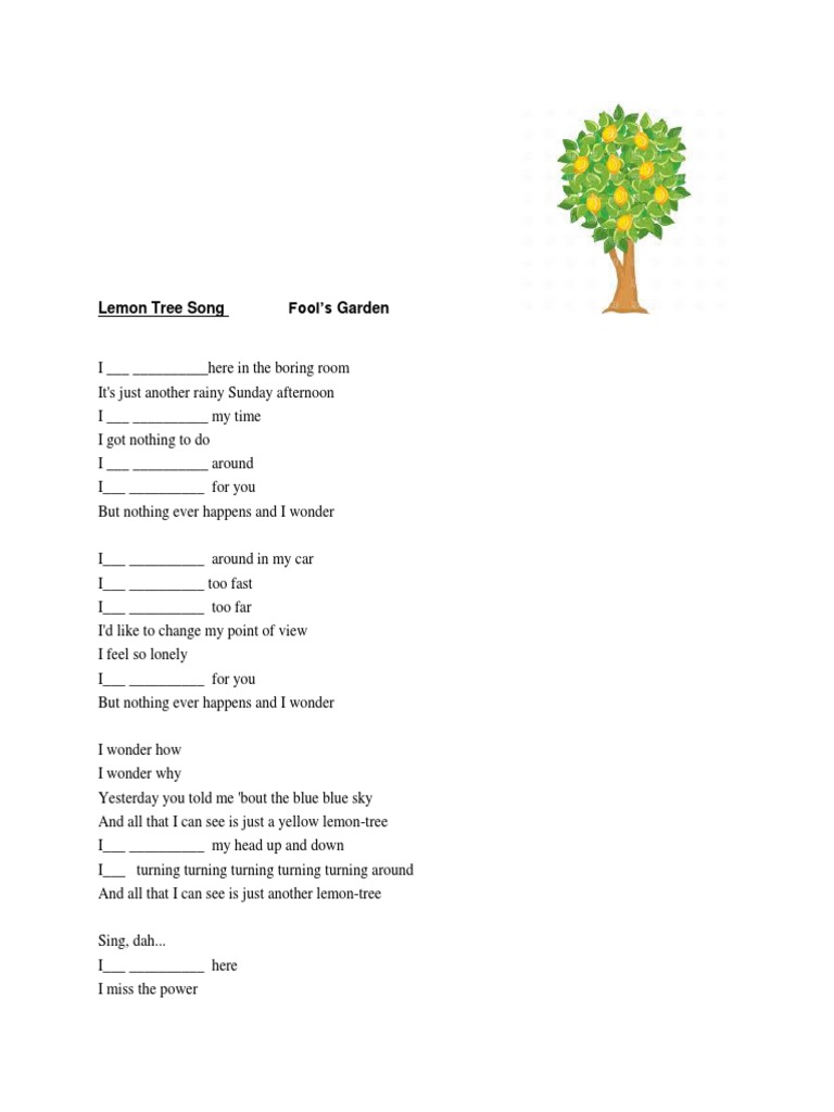 Lemon Tree Song Lyrics Present Continuous | PDF