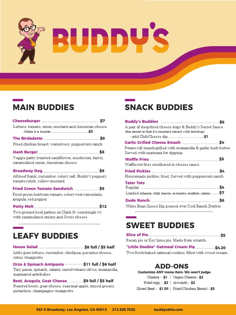 Buddys Menu FINALish | PDF | Cuisine | Foods
