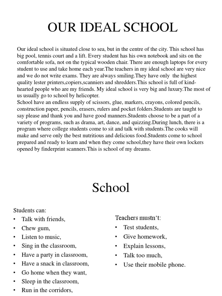 Our Ideal School | PDF | Classroom | Schools