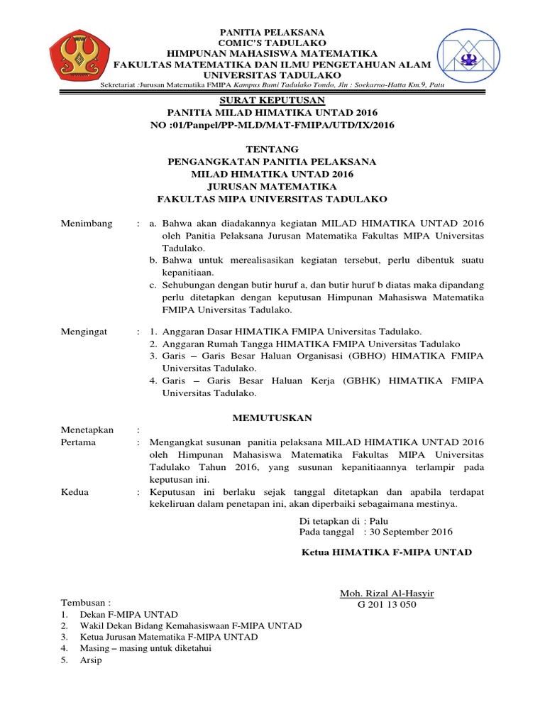 Surat Keputusan Panitia | PDF