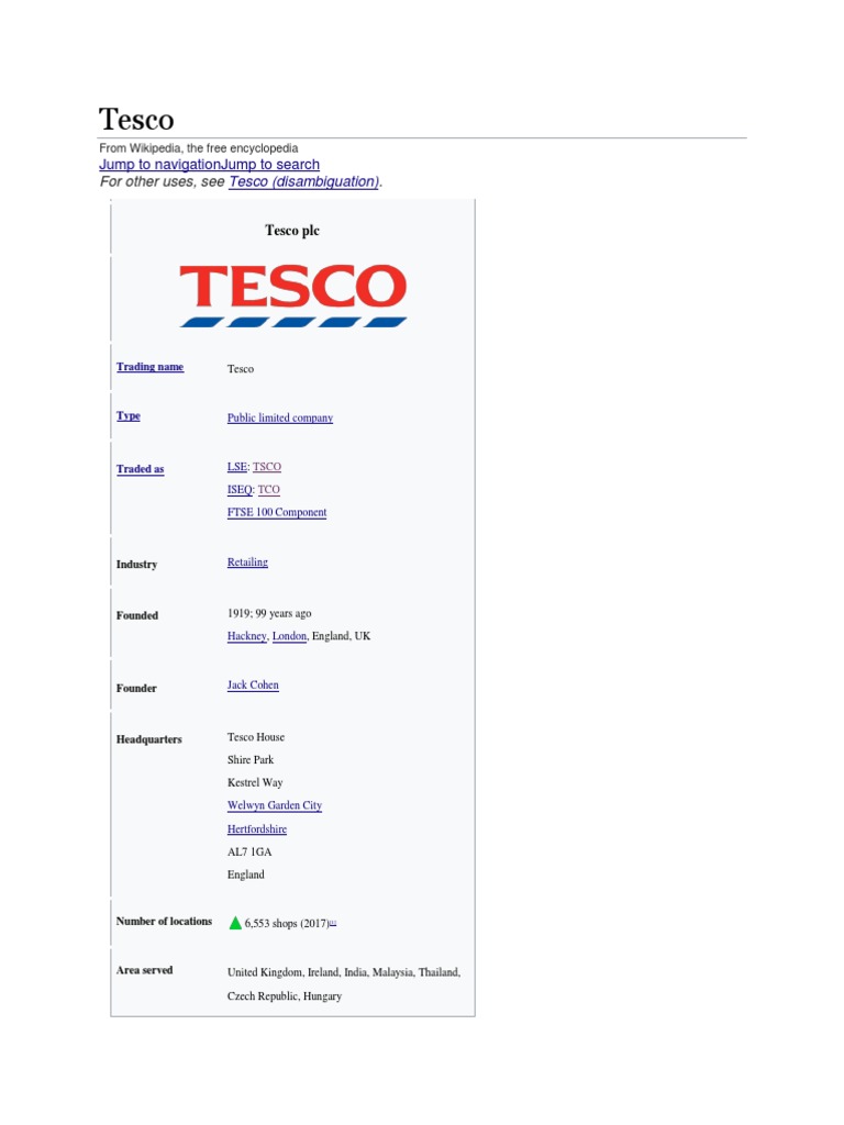 Tesco | PDF | Tesco | Food Retailers