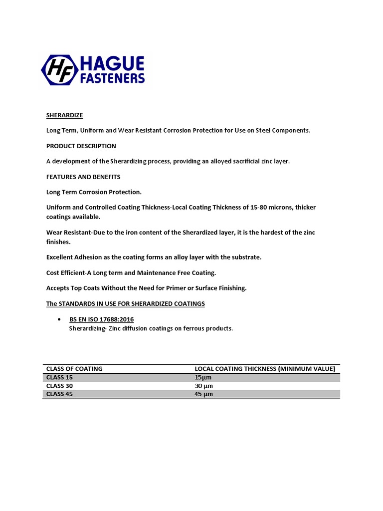 Sherardizing: Corrosion Protection Coating | PDF