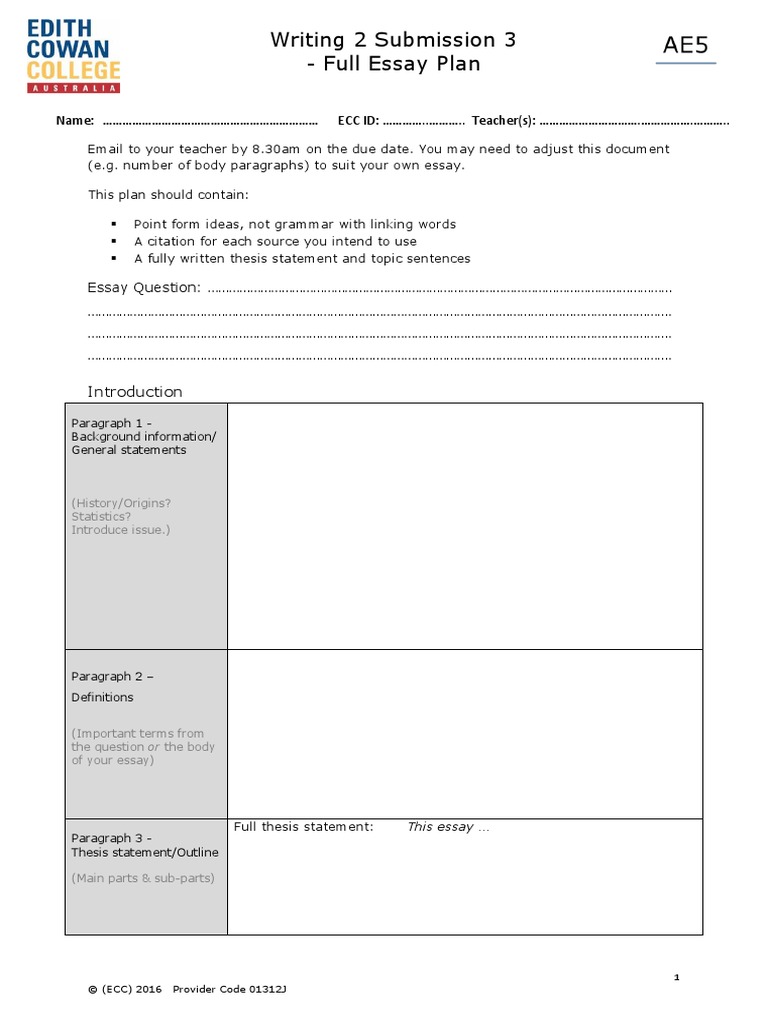 Writing 2 Submission 3 - Full Essay Plan | PDF | Computers