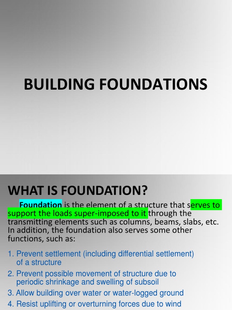 Types and Functions of Building Foundations | PDF | Deep Foundation ...