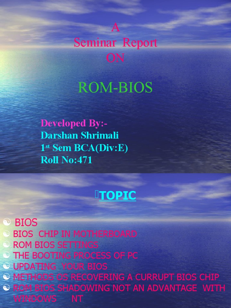 A Seminar Report ON: Rom-Bios | PDF | Bios | Digital Electronics