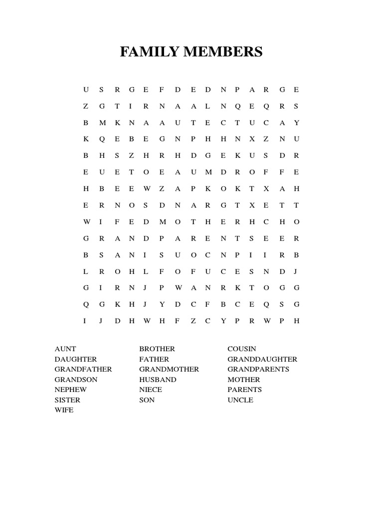 Family Members Word Search | PDF