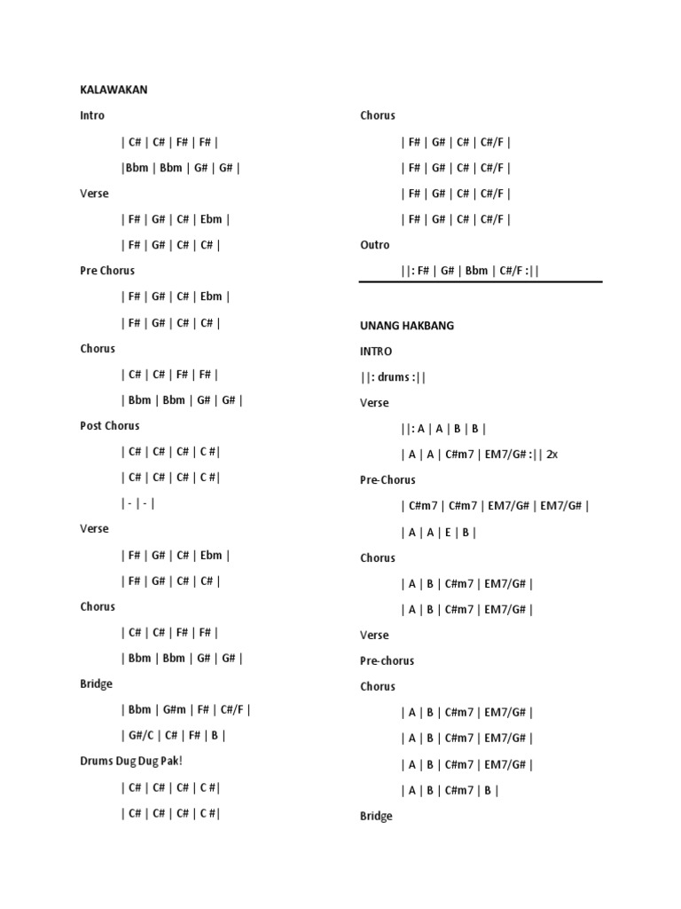 QUEST Chord Sheets | PDF | Song Structure | Songs