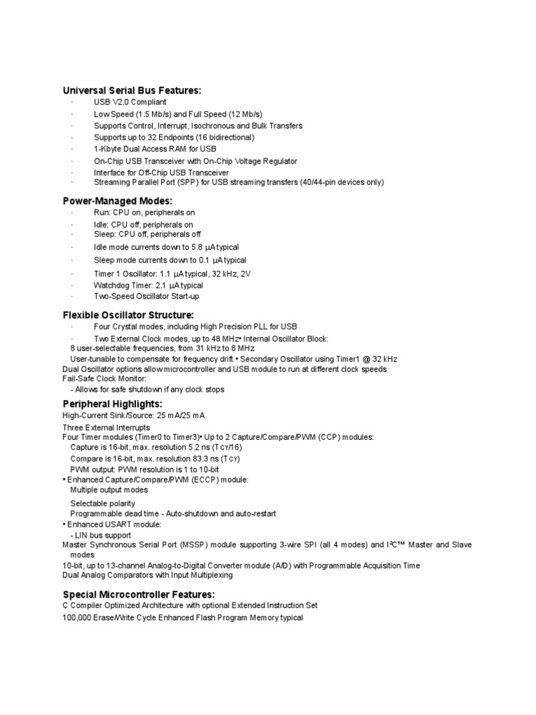 Datashet de Pic 18f4550 | PDF | Usb | Electrical Engineering