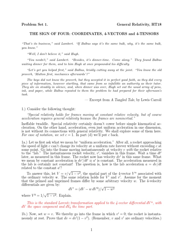 This Is The Standard Lorentz Transformation Applied To The 4-Vector ...