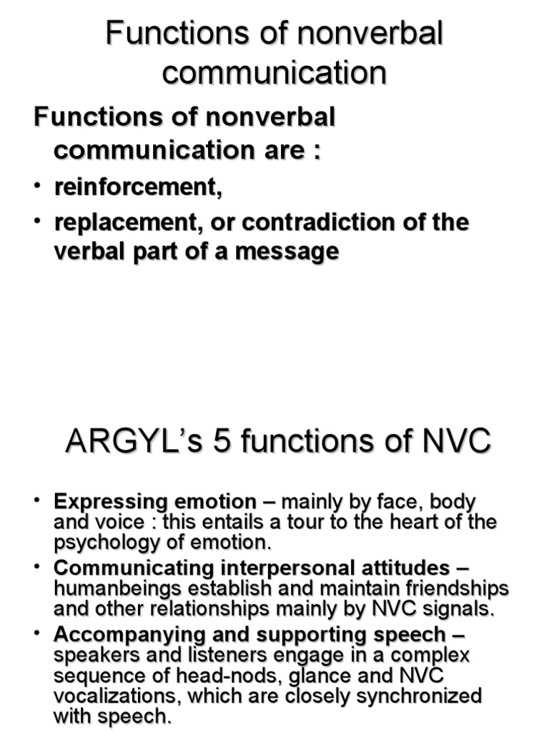 Functions of Nonverbal Communication | PDF | Nonverbal Communication ...