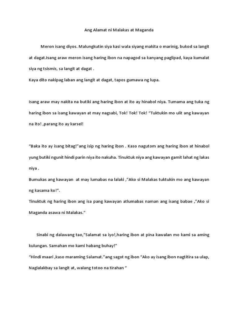 Ang Alamat Ni Malakas at Maganda | PDF