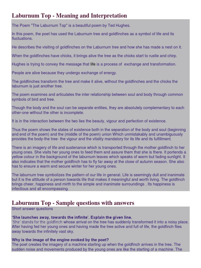 The Laburnum Tree PDF | PDF | Poetry