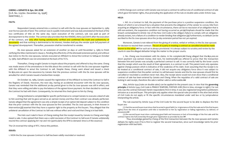1.1. CHENG V GENATO - Digest | PDF | Contract Law | Private Law